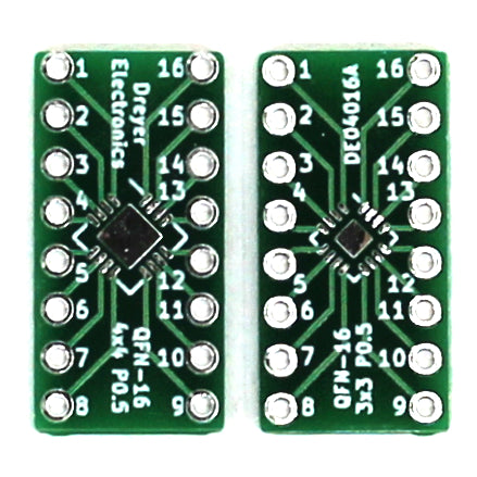 16-Pin QFN to DIP Breakout Board | Front: B: 4x4mm, P: 0.5mm | Back: B ...