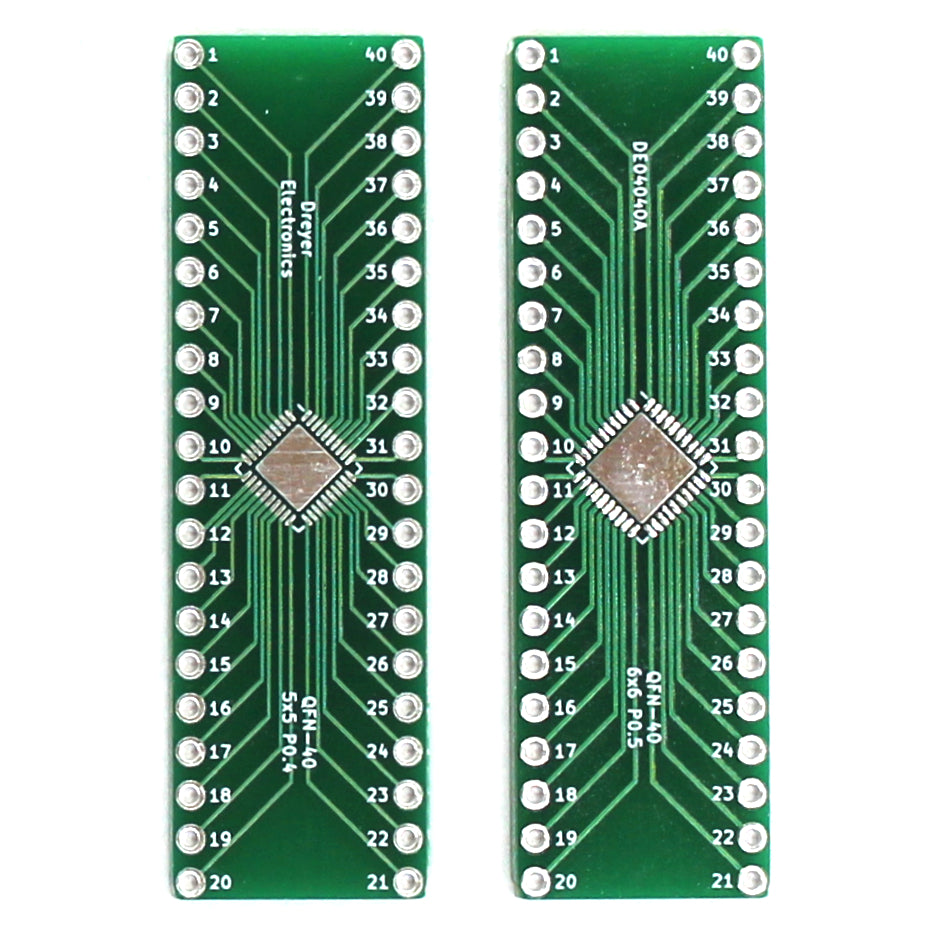 40-Pin QFN to DIP Breakout Board | Front: B: 5x5mm, P: 0.4mm | Back: B ...