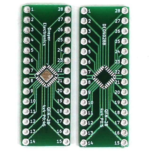28-Pin QFN to DIP Breakout Board | Front: B: 4x4mm, P: 0.45mm | Back ...