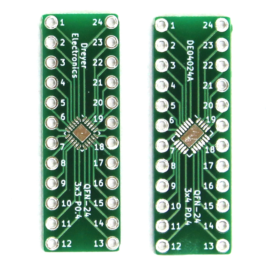 24-Pin QFN to DIP Breakout Board | Front: B: 3x3mm, P: 0.4mm | Back: B ...