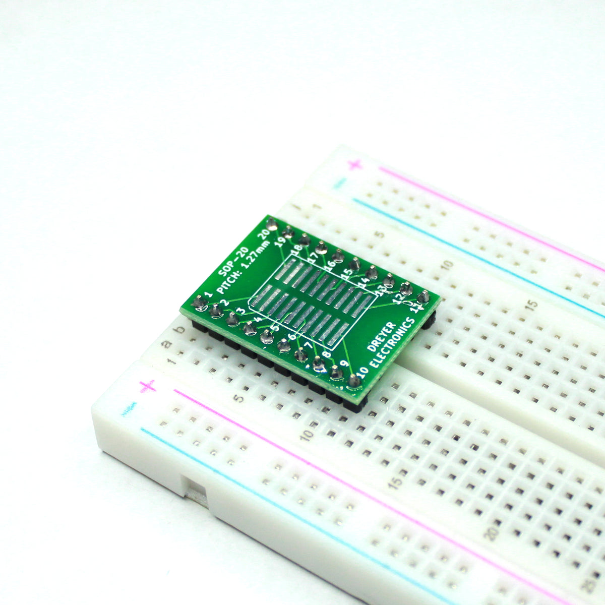 20-Pin SOIC/SOP/SSOP To DIP Breakout Board (10 Pack) – Dreyer Electronics